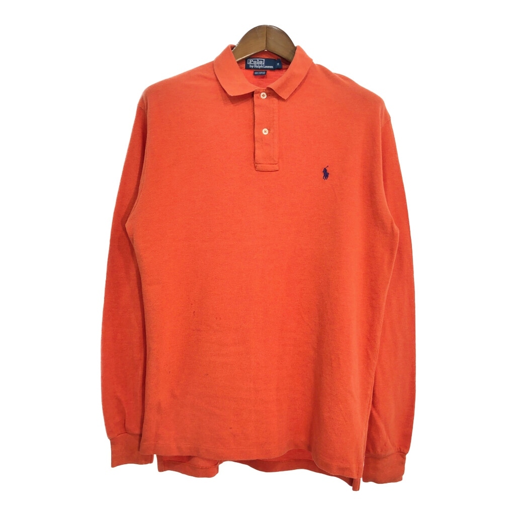 【やや傷や汚れあり】Polo by Ralph Lauren ポロ ラルフローレン 長袖ポロシャツ ワンポイントロゴ オレンジ (メンズ M) 中古 古着 R2530 1円スタートの落札情報 ...