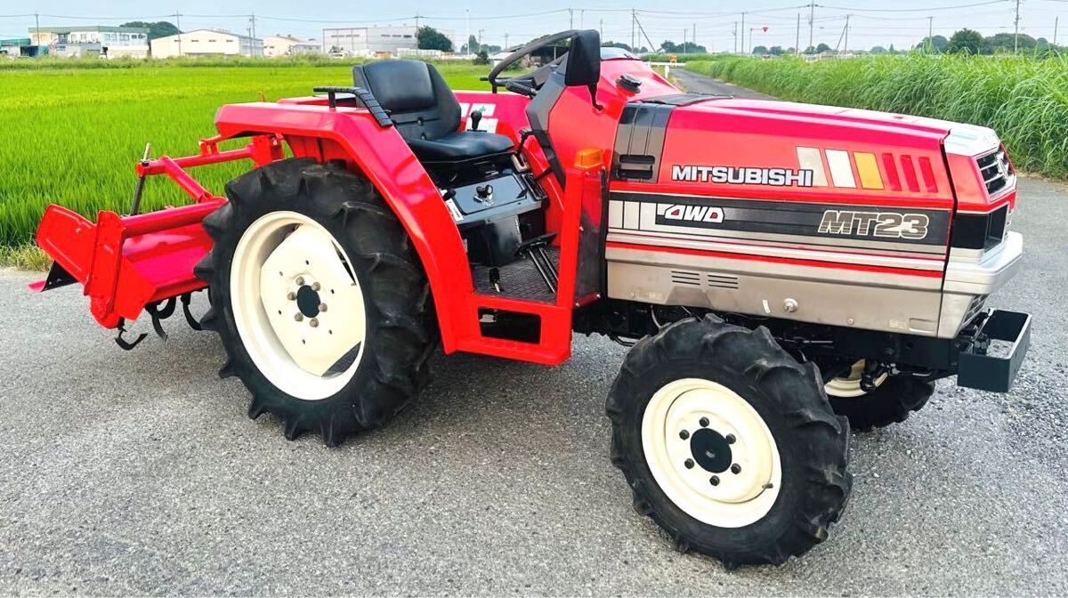 【やや傷や汚れあり】★ MITSUBISHI 三菱トラクター★MT23★23馬力★721 時間★ ロータリー付き★パワステ★ PTO ★埼玉県 ...