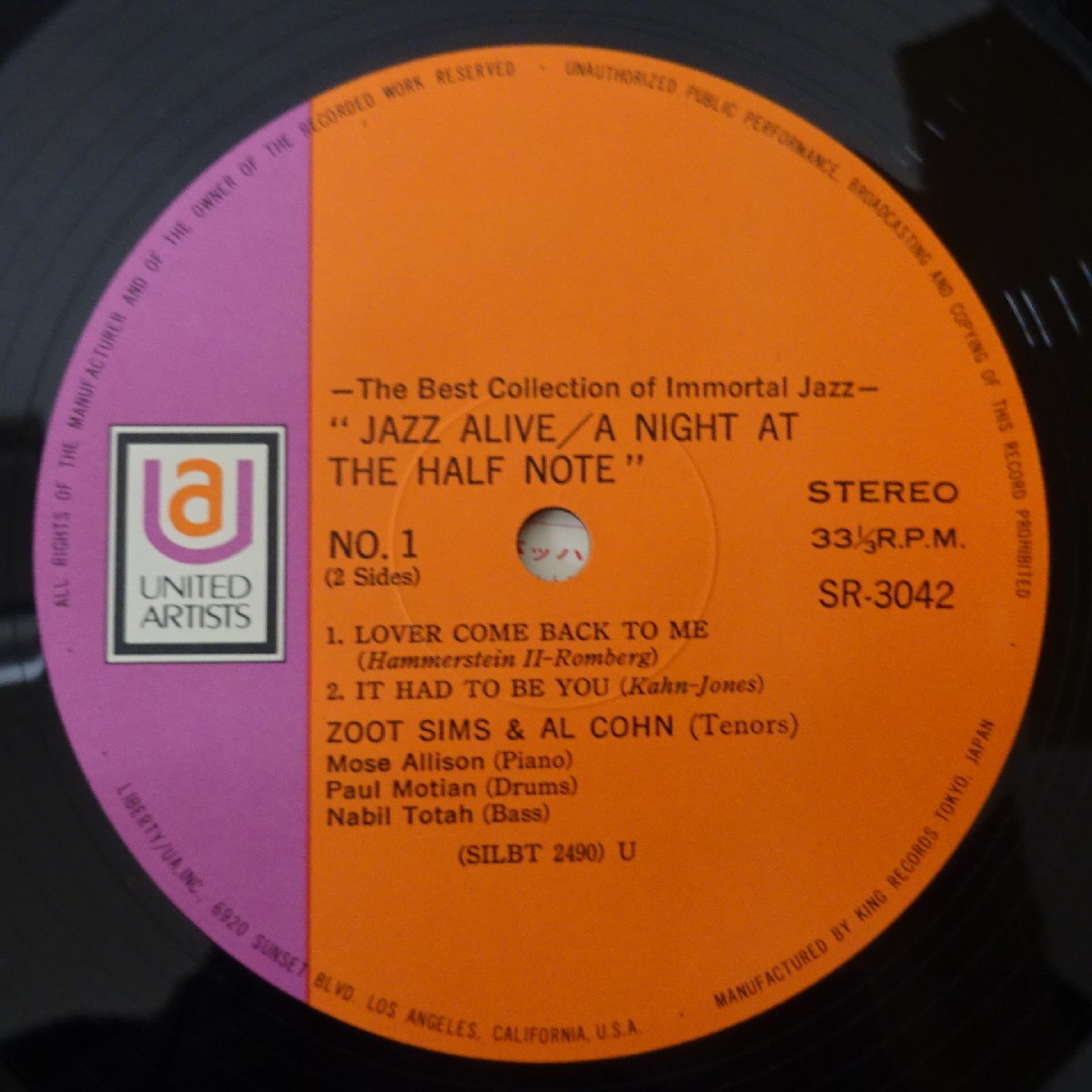 【やや傷や汚れあり】10078079;【美盤/帯付/UNITED ARTISTS】Zoot Sims, Al Cohn, Phil Woods / Jazz Alive! A Night At ...