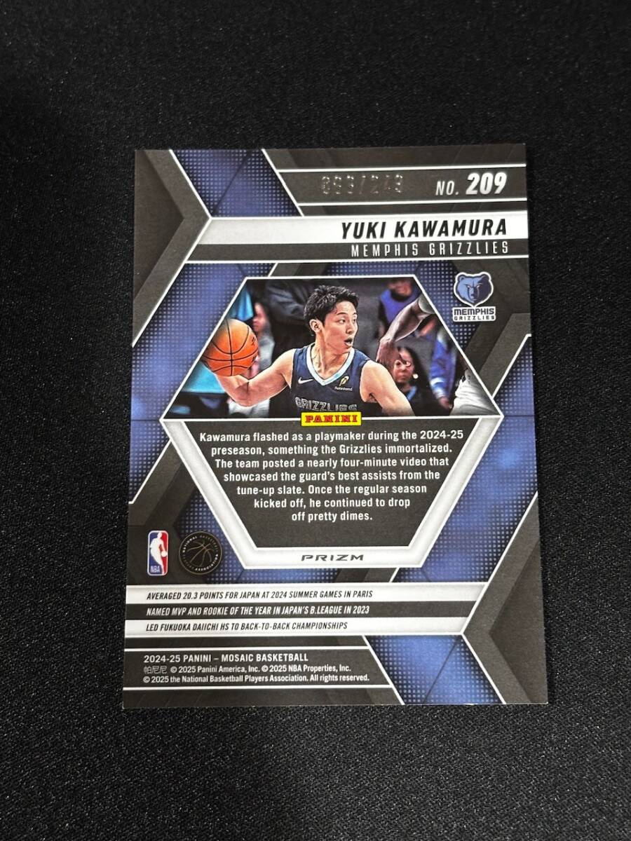 【目立った傷や汚れなし】249枚限定 【RC】 河村勇輝 Yuki Kawamura 2024-25 Panini NBA Mosaic Orange Mosaic Prizm Rookie ...