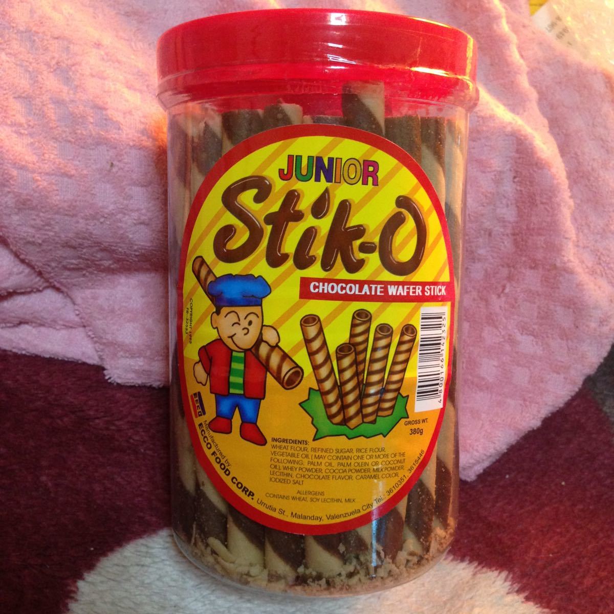 【新品】フィリピン チョコレート菓子 JUNIOR Stik-O CHOCOLATE WAFER STICK チョコレート味50本入 380g ...