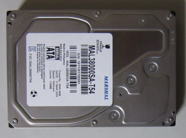1144 ジャンク 3.5inch 内蔵SATAハードディスク 8TB MARSHAL MAL38000SA-T54 (東芝 MA04ABA800AM) Mac/Win デスクトップ 3.5 ...