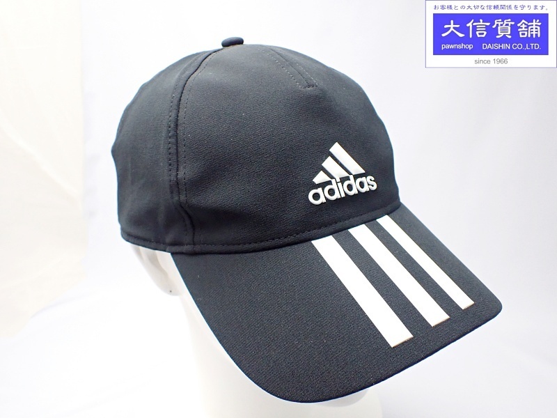 ADIDAS アディダス ベースボール キャップ FK0882 57-60cm ブラック 3ストライプ 新品同様品 【送料無料】 A-7210 ...