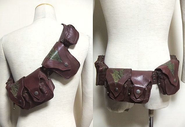 KMRii(ケムリ).レザー ウエストバッグ(兼 ボディバッグ/上質.羊革/一部パイソンレザー/5連/バイカー/lgbロック系/パンク/W77~104に対応)の落札情報詳細 - Yahoo ...