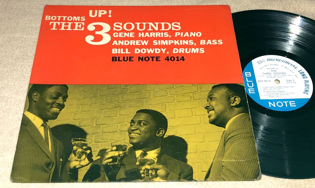【目立った傷や汚れなし】 美再生！両面63rd両溝Monoオリジ重量盤Three Sounds / Bottoms Up ピアノTrio傑作3 Gene Harris,Andrew ...