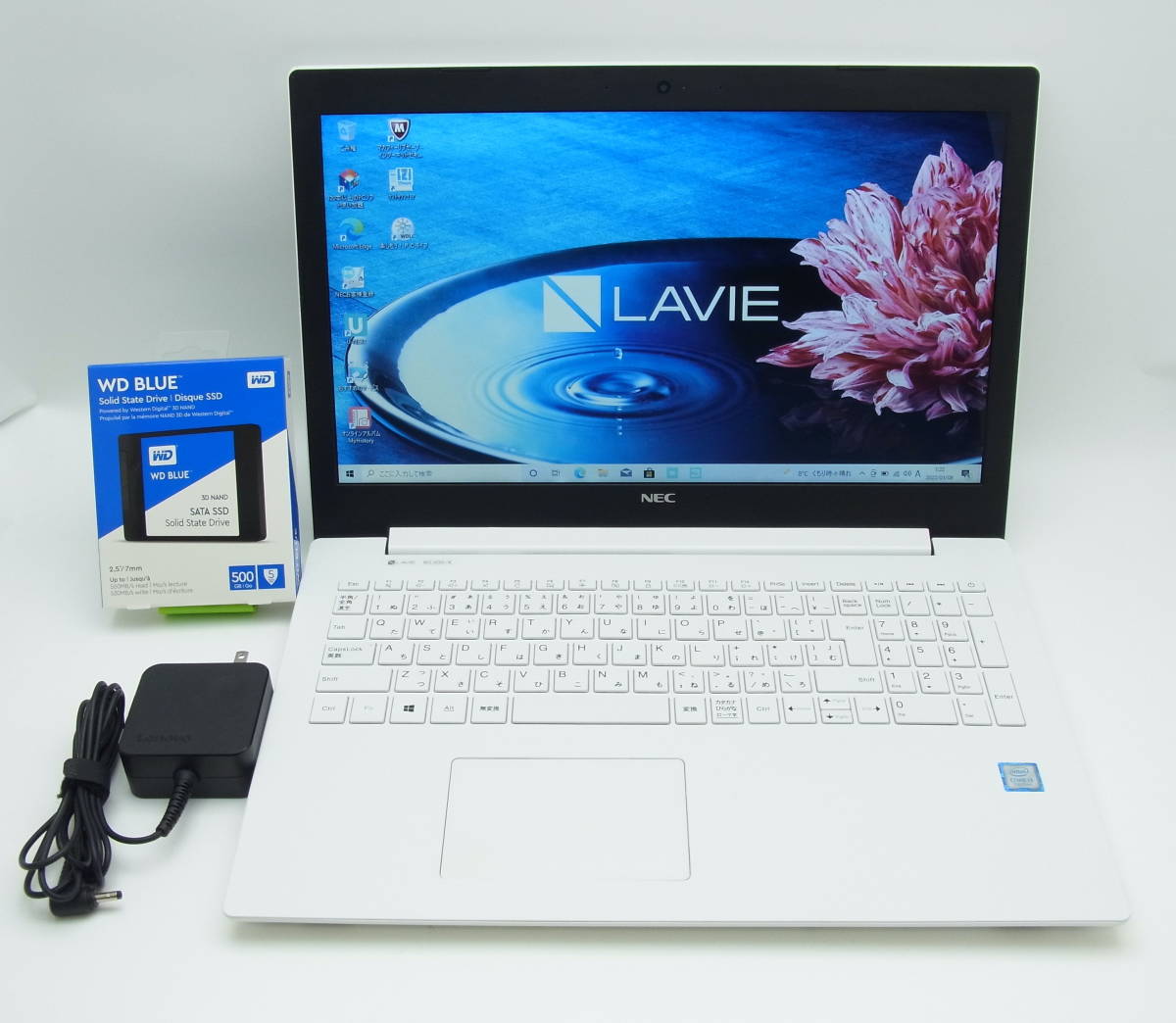 【やや傷や汚れあり】 NEC LAVIE NS300/K ホワイト・15.6型ワイド・第7世代・Core i3-7020U・メモリ8GB・高速新品SSD 500GB・DVDマルチ ...