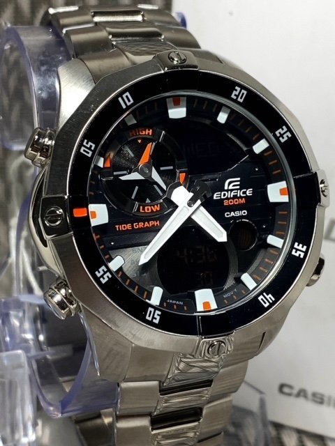 【未使用】新品 新品 CASIO カシオ EDIFICE エディフィス 腕時計 ハイスペック・アナログ＆デジタルモデル 200M防水 タイド ...