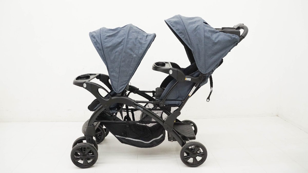【未使用】【OUTLET】カトージ(KATOJI) 二人乗りベビーカー 二人でゴー ネイビー 41911 生後4ヶ月 ...