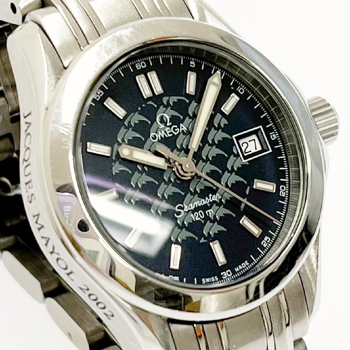 【やや傷や汚れあり】【1円スタート】【1500本限定】 OMEGA オメガ 2588.80 ジャックマイヨール2002 120m SS 2 ...