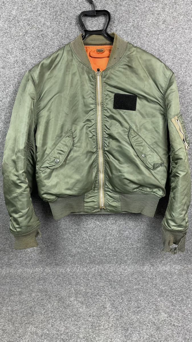 【傷や汚れあり】74年 ビンテージ 米軍 実物 L-2B フライトジャケット Lサイズ オリジナル アルファ社製 ALPHA scovil gripper USA製 70s /l-2a ma ...
