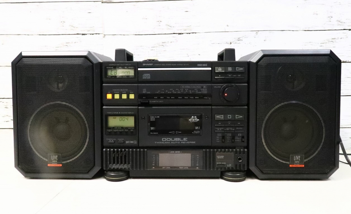 【傷や汚れあり】【ト長】SHARP シャープ コンパクトディスクステレオ CDラジカセ CD-X10-BK 通電確認OK 現状品 ...