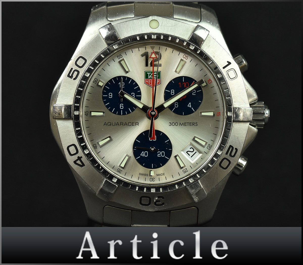 【傷や汚れあり】133365★ 動作確認済 TAG Heuer タグホイヤー アクアレーサー 腕時計 デイト クォーツ CAF1111 SS ...