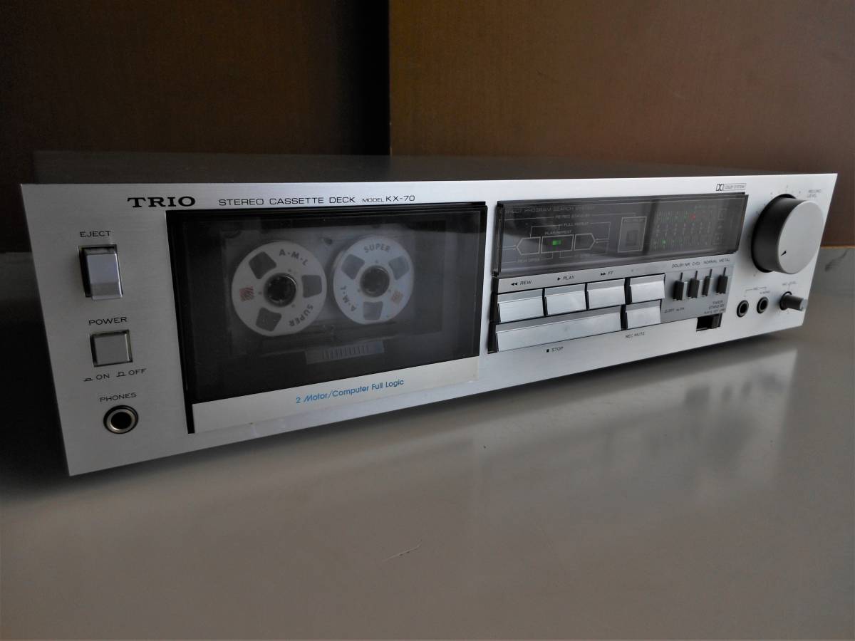【目立った傷や汚れなし】80s TRIO カセットデッキ KX-70 整備済 動作正常 美品 メタル対応 頭出機能 シンプルながら良音 検 ...