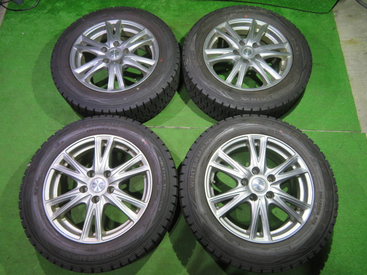 【やや傷や汚れあり】2019年 国産 スタッドレス DUNLOP WINTERMAXX WM01 205/60R16 92Q Exceeder 16 6.5J +38 PCD114.3 5H ...