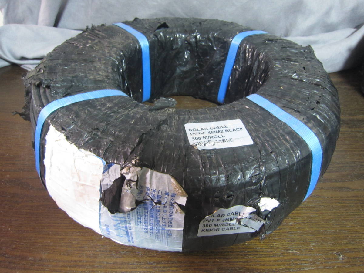 【未使用に近い】【1401】 KIBOR CABLE 太陽光発電用ケーブル 黒 PVケーブル 4mm2 300m ソーラーケーブル PV1-F ...