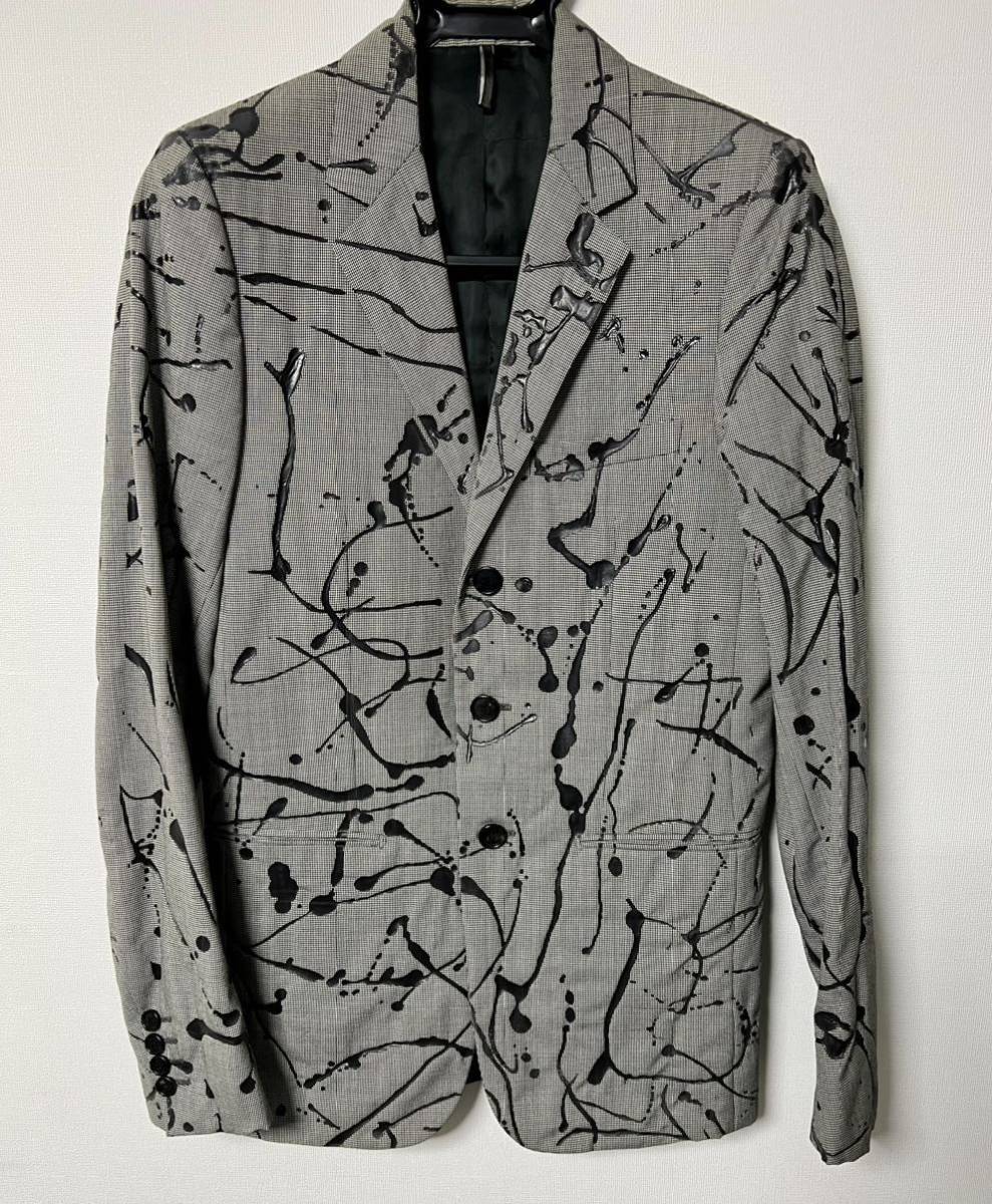 【やや傷や汚れあり】Dior homme ディオールオム エディ スリマン 期 Hedi Slimane 07aw ペイント ジャケット テーラード ウール 44 7H3121460278 ...