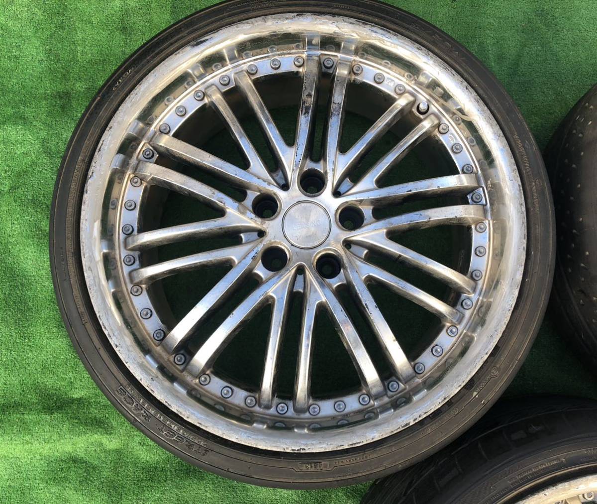 【やや傷や汚れあり】LEASING 3本タイヤホイール 2本(19x81/2JJ) ET +35 (225/35ZR19) 1本(19x91 ...