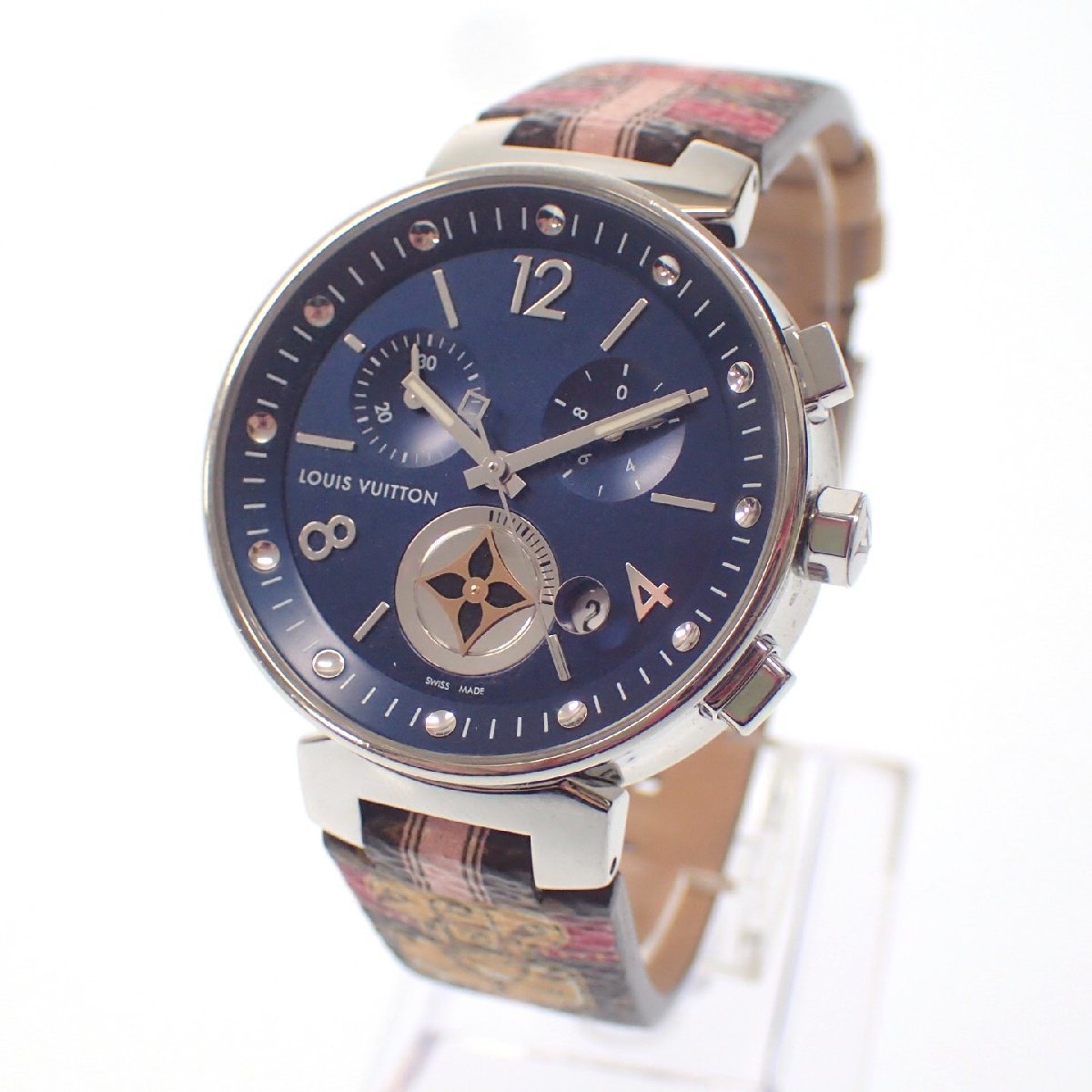 【やや傷や汚れあり】美品 ルイヴィトン 腕時計 タンブール ムーンスター QA032 青×茶 LOUIS VUITTON【AFI6】の落札情報 ...
