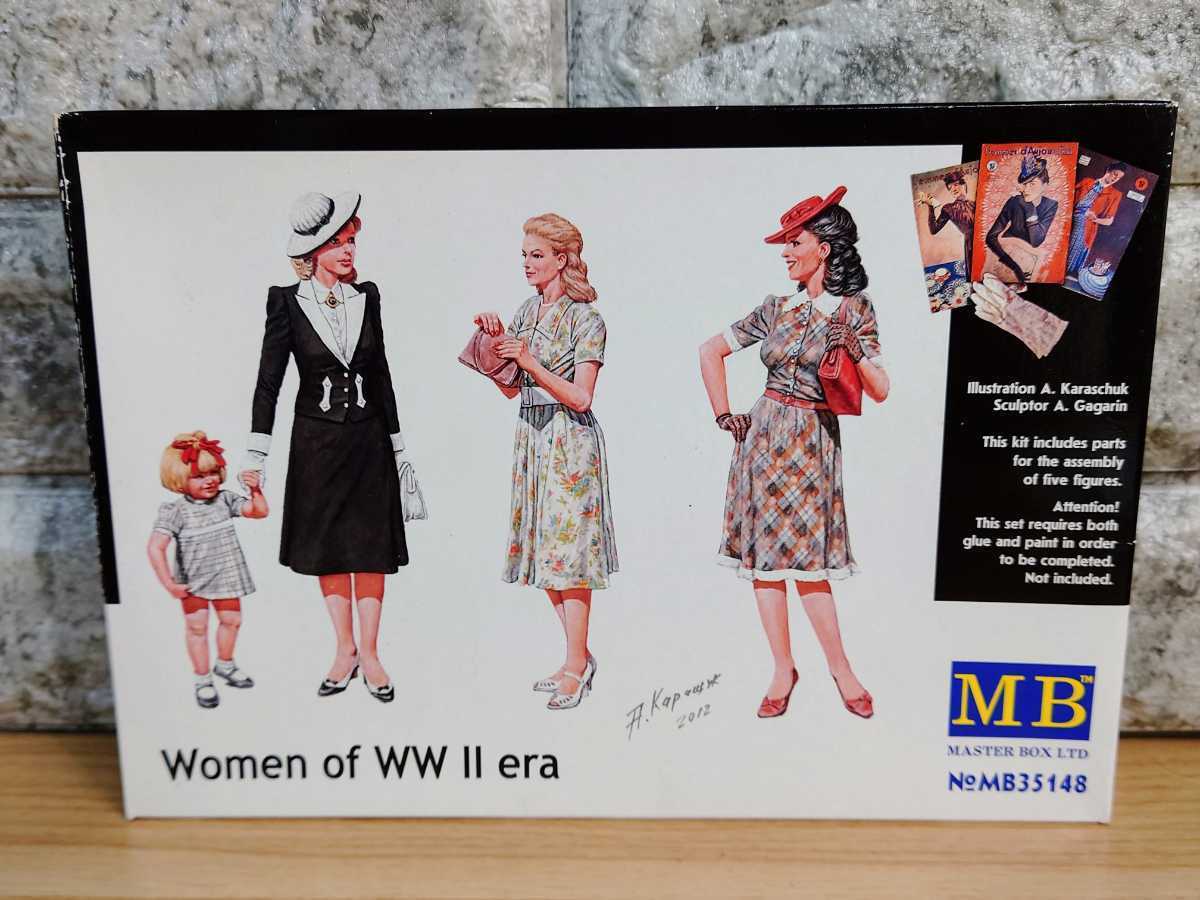 【未使用に近い】MB マスターボックス 1/35 プラモデル 欧州民間女性フィギュア 第二次世界大戦 女性3体＋女児1体★当時物？★レア の ...
