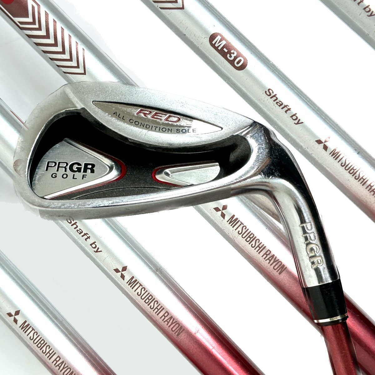 【目立った傷や汚れなし】1円/程度良好品~中古品★PRGR プロギア RED 505 タングステン アイアンセット6本組(#7～#9、PW、AW、SW) RED ORIGINAL(M-30(L ...