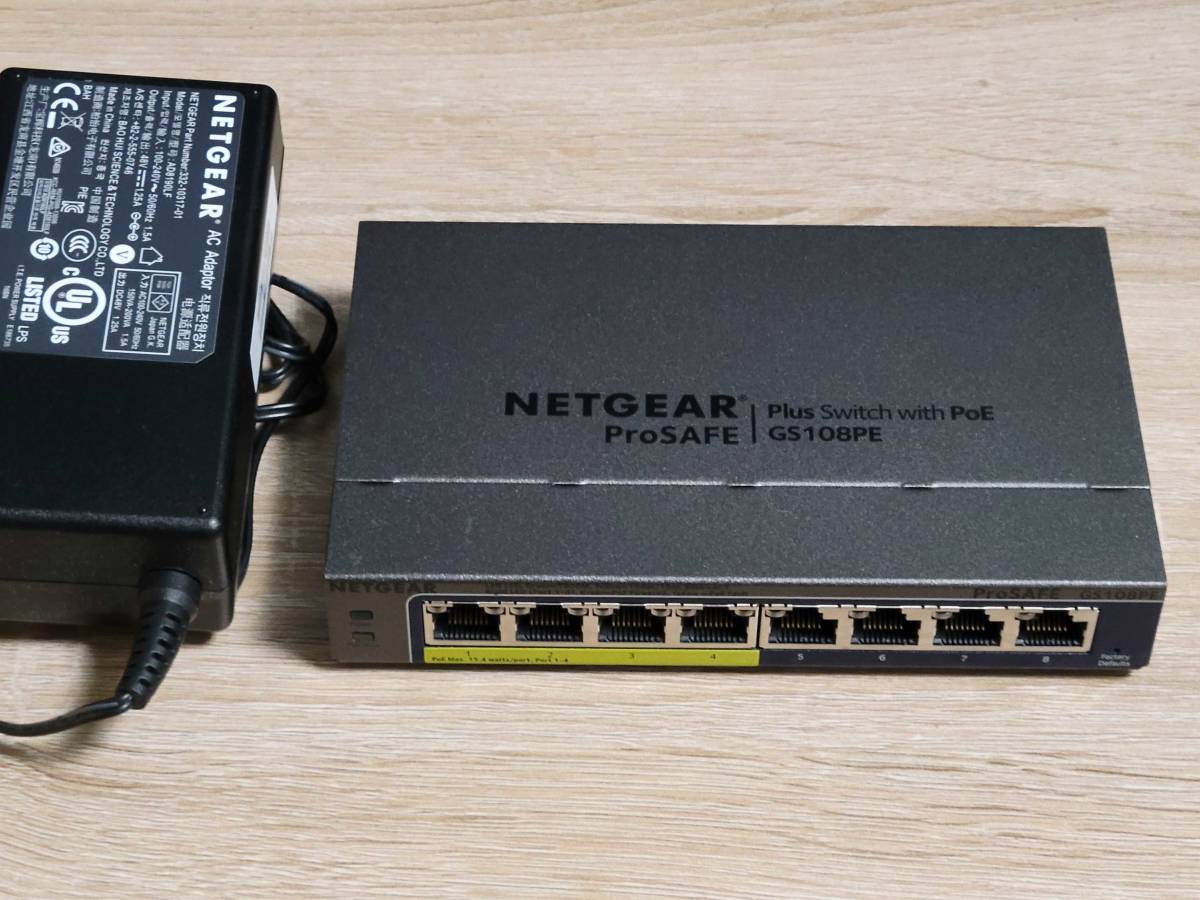 【やや傷や汚れあり】NETGEAR GS108PE v3 PoEスイッチ 初期化済 動作品 8Port 純正ACアダプタの落札情報詳細 ...