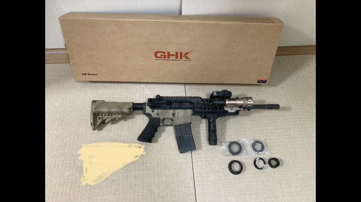 【やや傷や汚れあり】中古、GHK製、M4 Ver2.0 12.5インチ、2022Ver、co2仕様、GBBR、A.R.M.Sタイプ50Mハンド ...