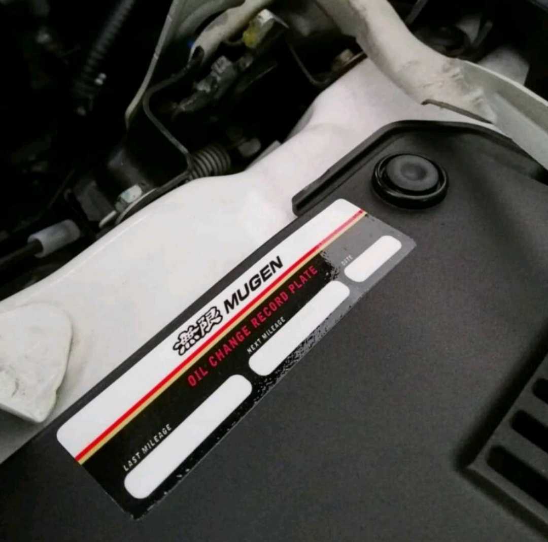 【未使用に近い】X. 本田 ホンダ 無限 オイルチェンジ ステッカー Oil Change Plate シビック Mugen S2000 EG6 EK9 DC2 DC5 NSX S660 ...