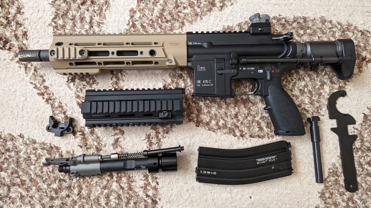 【やや傷や汚れあり】WE HK416C ガスブローバック ガスガン フル刻印 オープンボルト Remington WE-TECH H&K ...