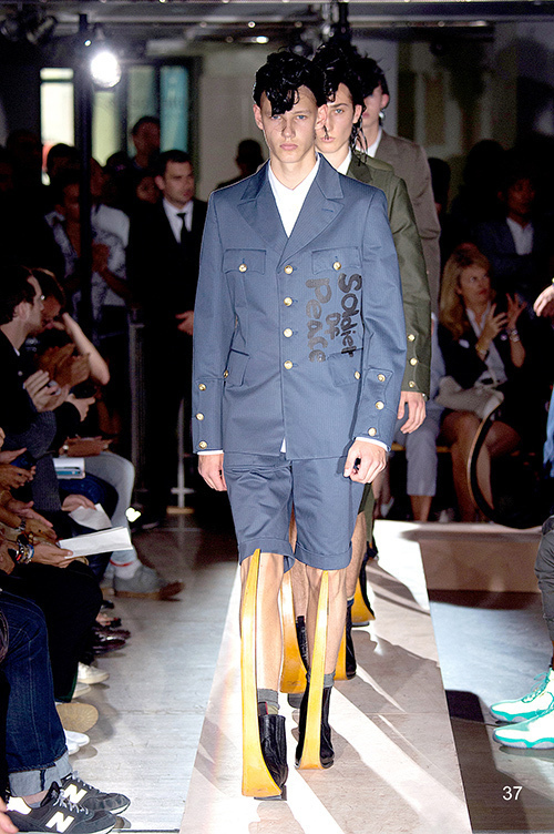 【目立った傷や汚れなし】【TimeSale】15ss_平和の兵士★コムデギャルソンオムプリュス☆ポリ縮 オフィサージャケット【xs】★Comme des garcons homme plusの ...