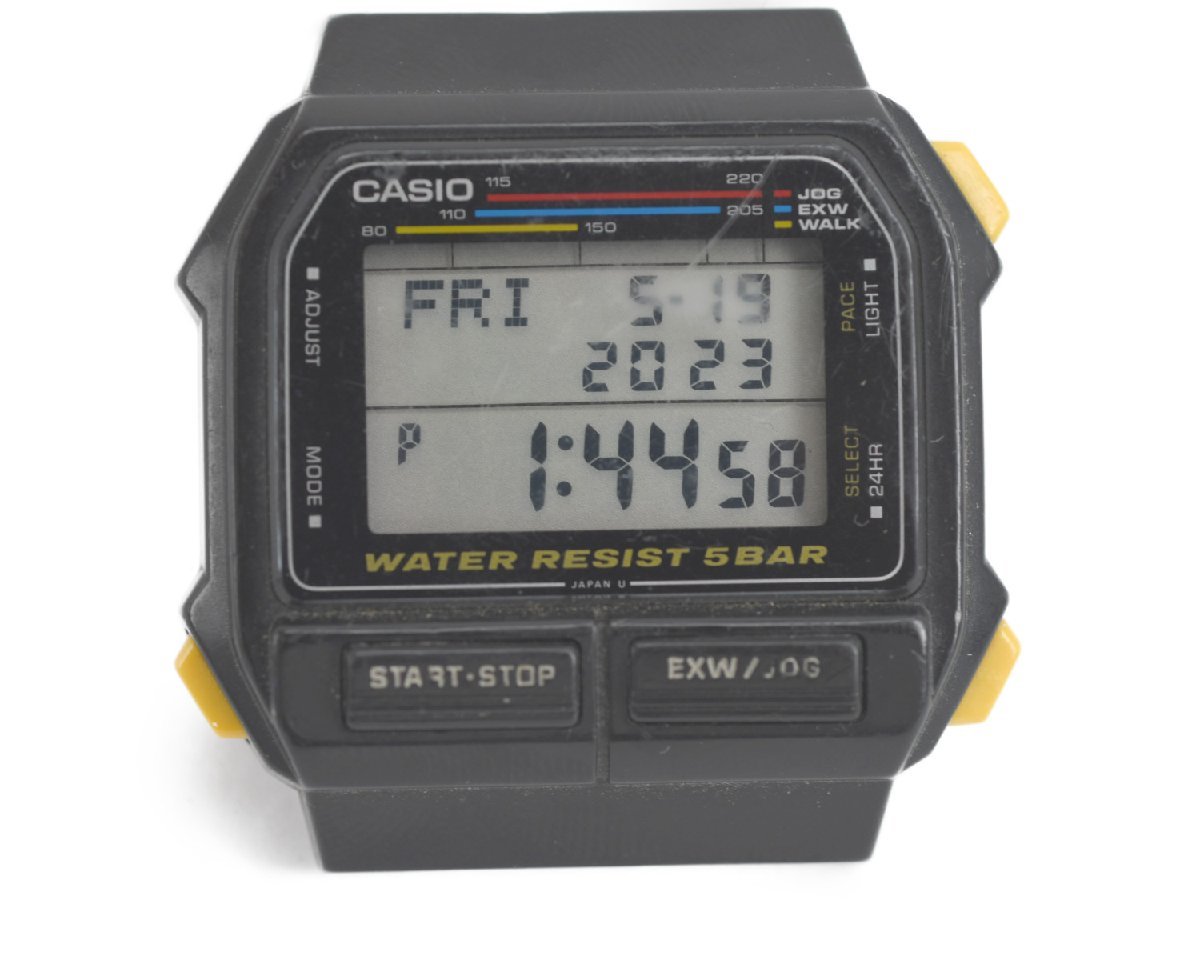 CASIO カシオ EXW-50 611 腕時計 稼動品 CALORIE PEDOMETER デジタル レア シルバー 黒 青 赤 水色 ステンレス ビンテージ 美品 希少 ★の落札情報詳細 ...