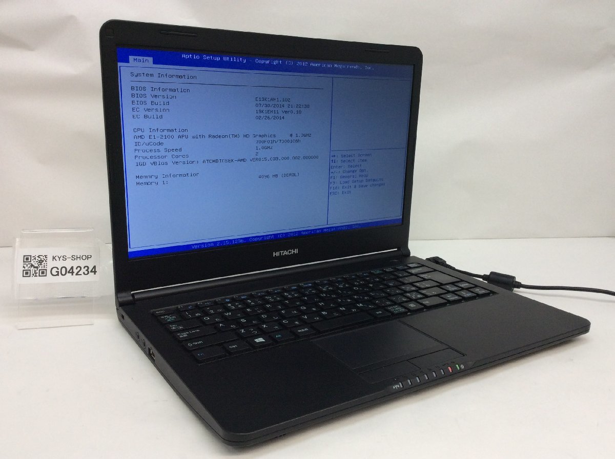 【傷や汚れあり】ジャンク/ HITACHI FLORA Se210 RK4 E13K1AH1.102 AMD E1-2100 メモリ4.1GB ...
