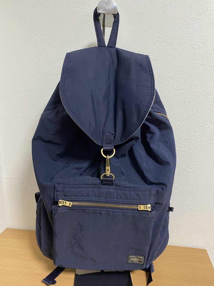 【目立った傷や汚れなし】定価41,800円 極美品 ポーター 吉田カバン PORTER DRAFT RUCKSACK リュックサック 品番：656-06178 和紙繊維 ネイビー 耐久性超撥水 ...