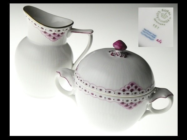 【目立った傷や汚れなし】n726 ロイヤルコペンハーゲン 希少シリーズ プリンセス バーガンディ ② シュガー＆クリーマーの落札情報詳細 ...