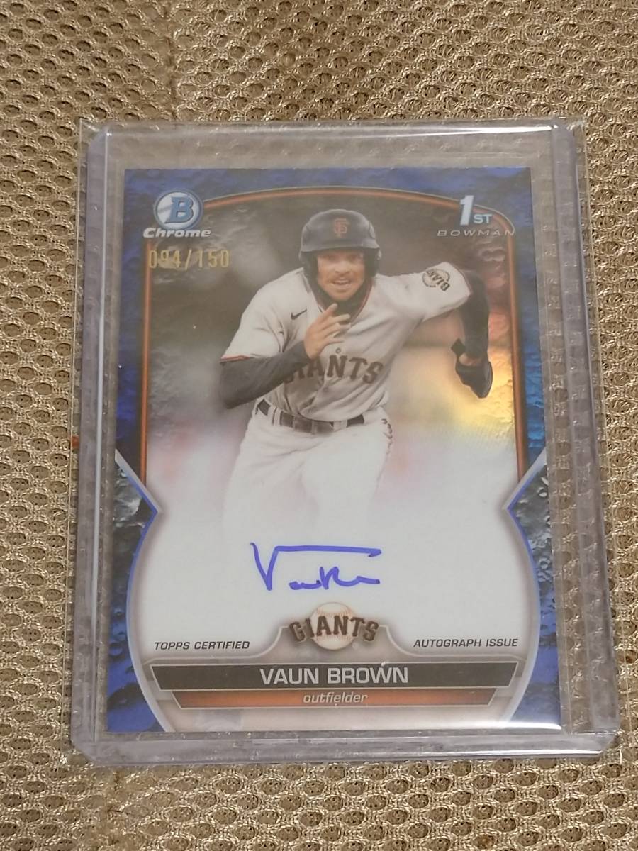 【未使用に近い】2023 Bowman Chrome Vaun Brown 1st Bowman Prospect Blue Lunar ...