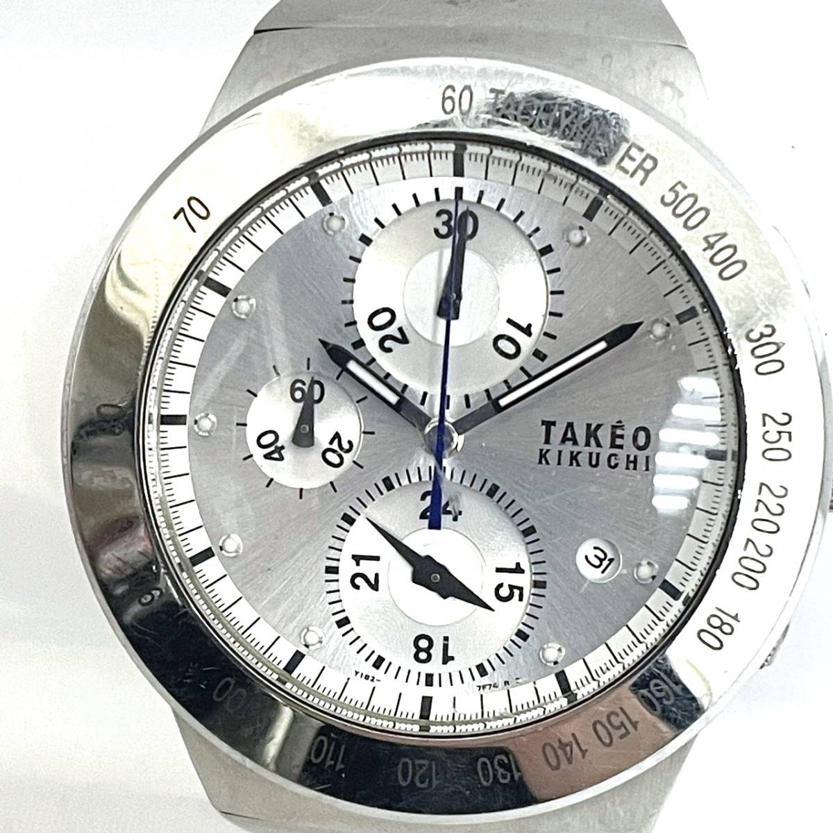 【目立った傷や汚れなし】【17272】★1円★ TAKEO KIKUCHI タケオ キクチ 時計 Y182-7D60 クロノグラフ クオーツ メンズ シルバー文字盤 ブランド 人気 ...