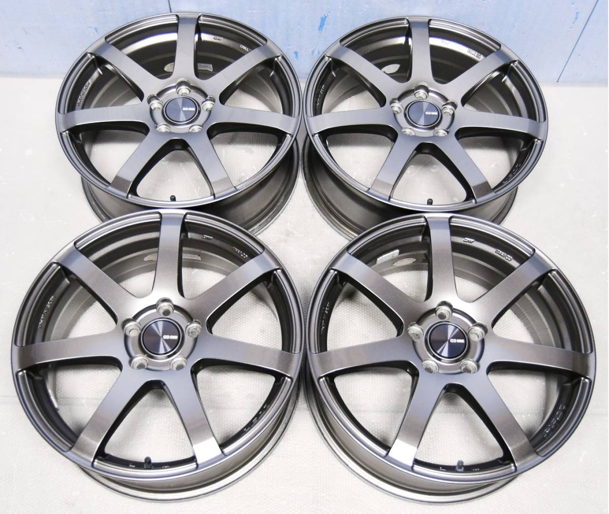 【傷や汚れあり】ENKEI パフォーマンスライン PF07 ダークシルバー 18インチ 7J 5H-114.3 +48 CR-Z ヴェゼル レヴォーグ C-HR CX3 ノア ヴォクシー 等 ...