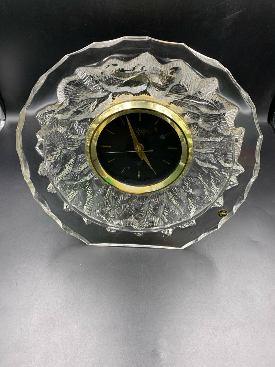 【やや傷や汚れあり】【1円スタート】 HOYA CRYSTAL Rofty 時計 クリスタルガラス アナログ時計 飾り時計 コレクション ...