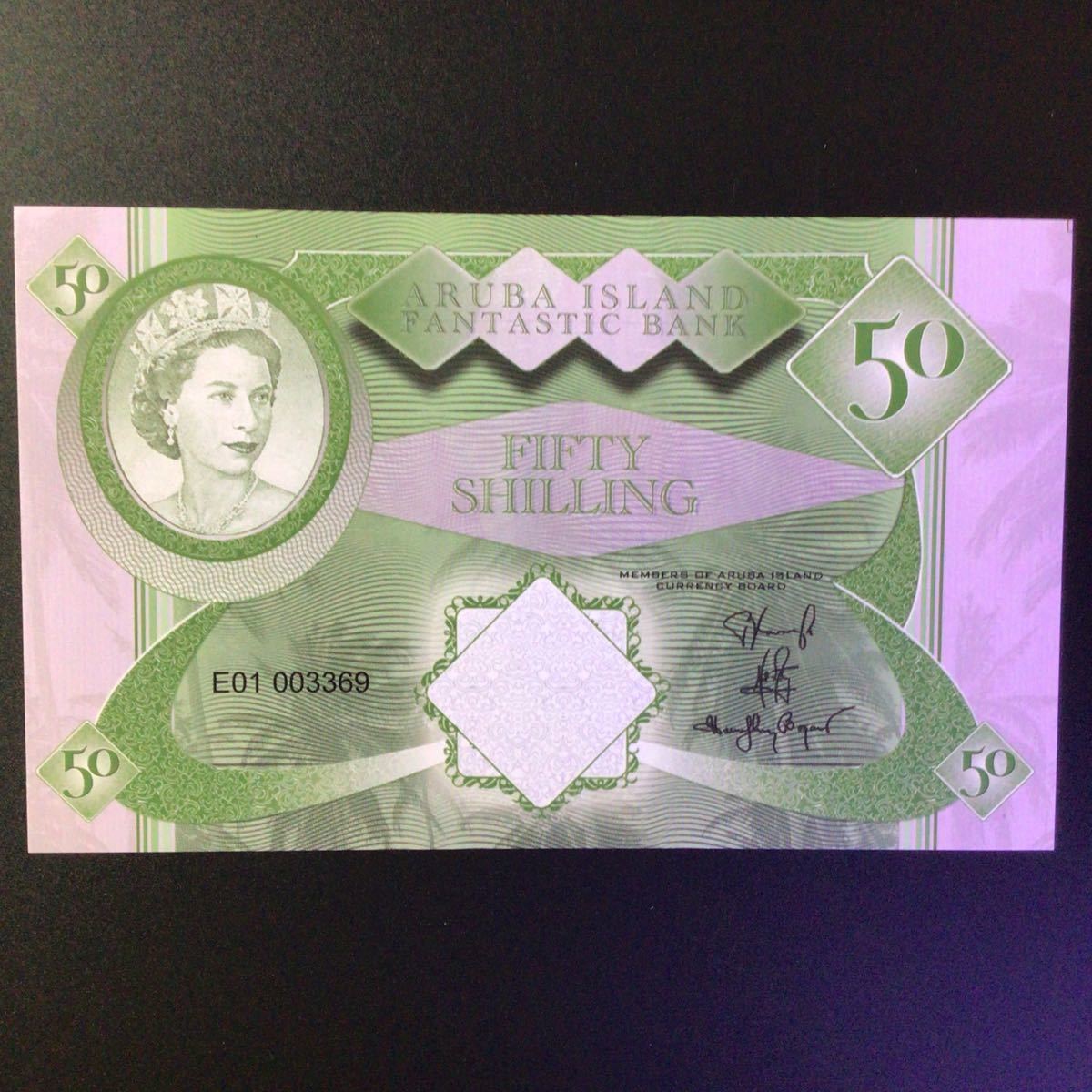【未使用】World Paper Money ARUBA ISLANDS 50 Shillings【2019】〔Fantasy Bank ...