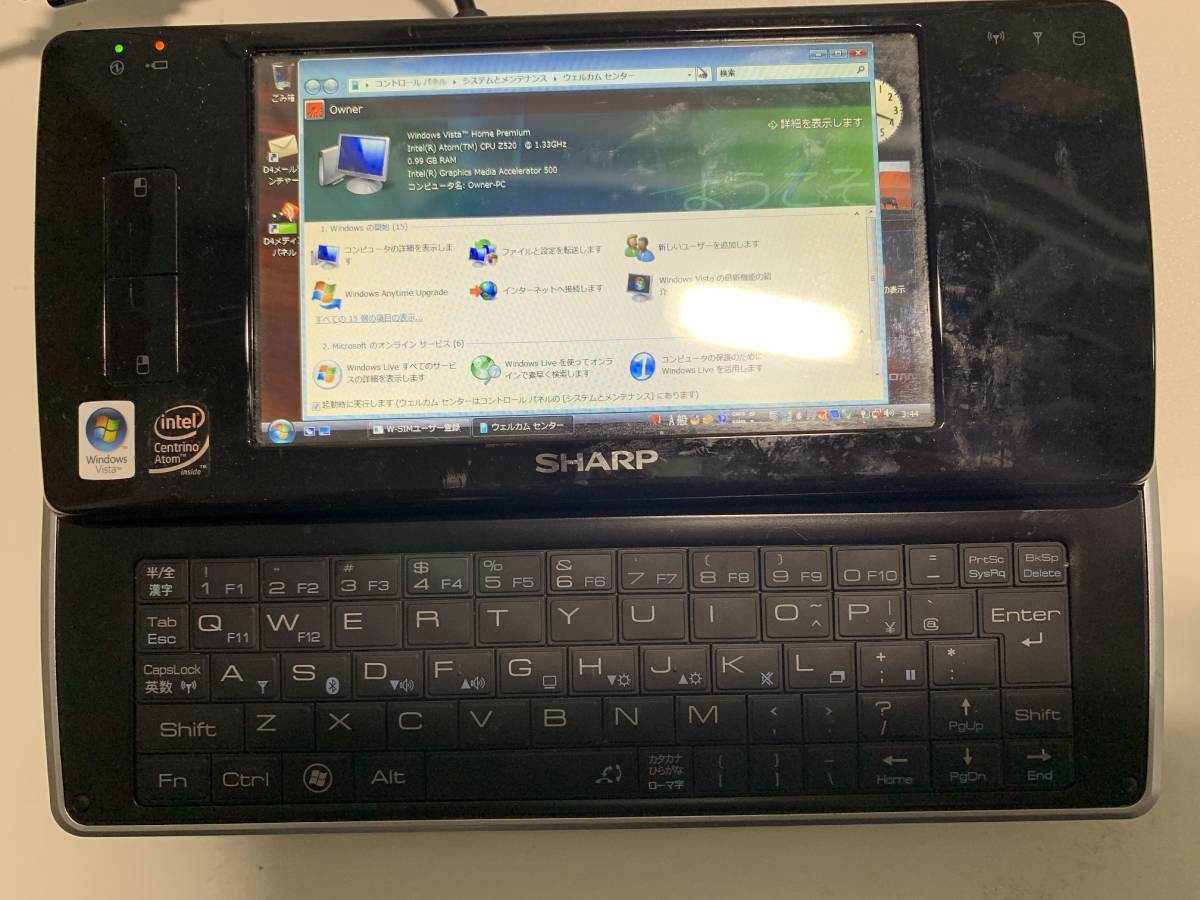 【傷や汚れあり】SHARP ウルトラモバイルPC WS016SH Atom 1.33GHz/1GB/30GB/Windows Vista Home WILLCOM D4 PHS シャープの落札 ...
