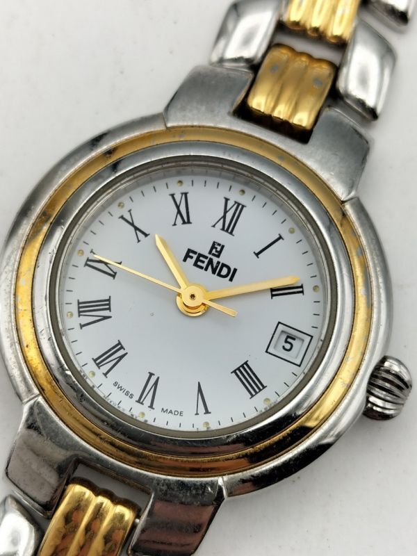 【やや傷や汚れあり】S44 三 不動品 1円～ フェンディ FENDI 980L クオーツ デイト コンビ 白文字盤 レディース 腕時計の落札情報詳細 - Yahoo!オークション落札価格検索 ...