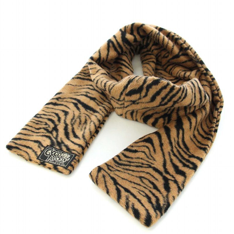 【目立った傷や汚れなし】グッドロッキン GOOD ROCKIN' Animal Muffler Tiger マフラー ストール アニマル柄 茶 ...