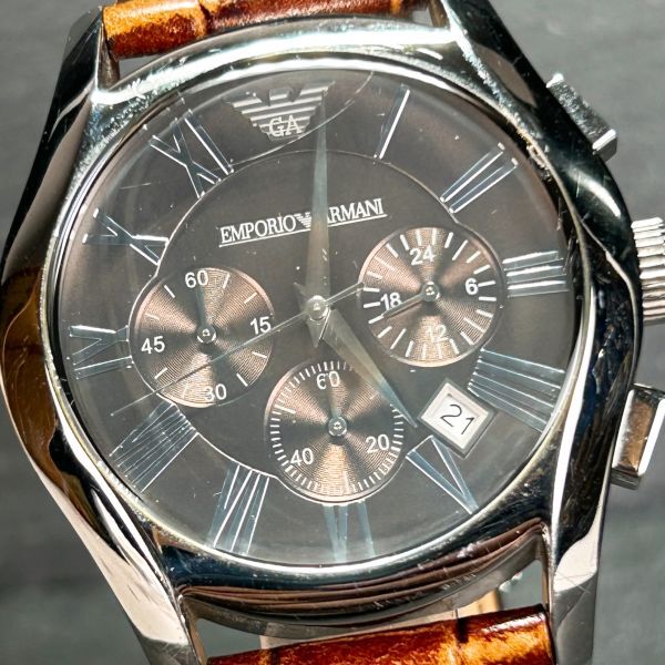 【やや傷や汚れあり】EMPORIO ARMANI エンポリオアルマーニ AR0671 腕時計 クオーツ アナログ クロノグラフ カレンダー ...
