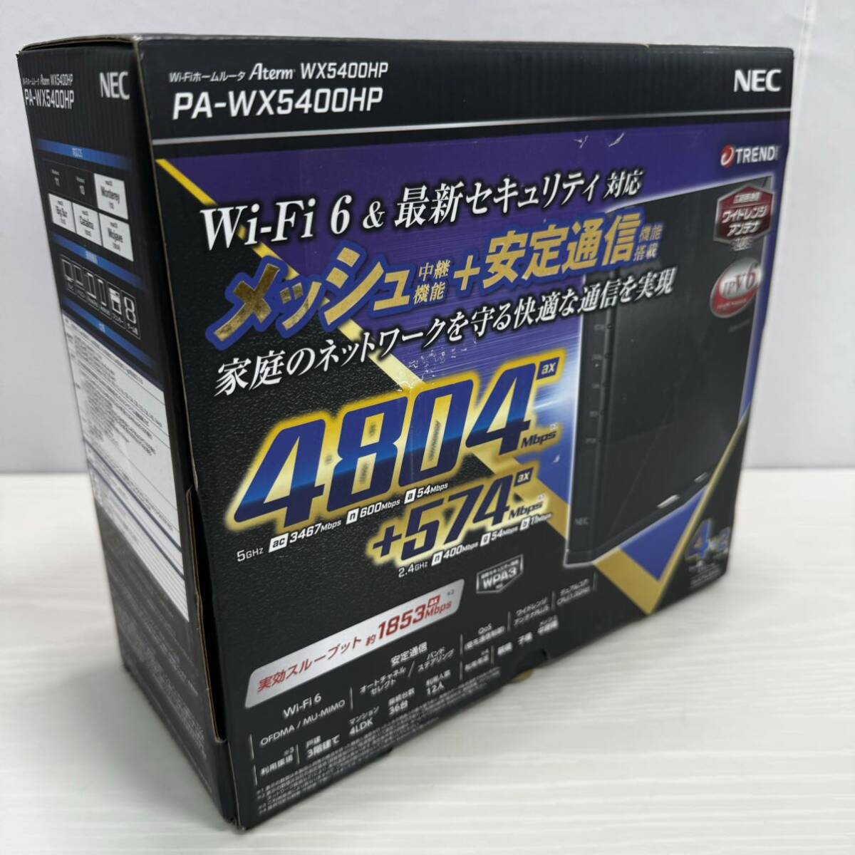 【未使用】NEC Wi-Fi PA-WX5400HP 無線LANルータ dual_band Aterm Wi-Fiルーター 無線LAN メッシュ中継機能搭載 ストリームプレミアムモデル 戸建の ...