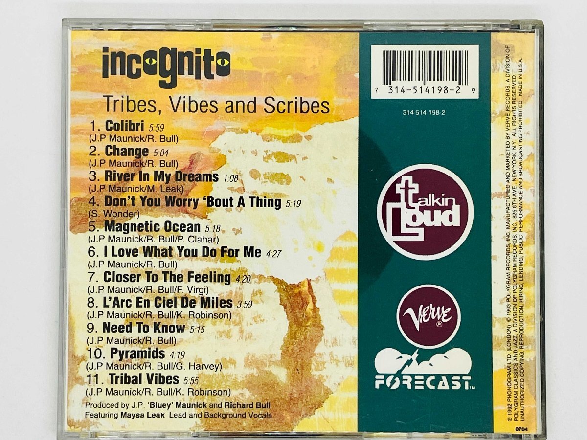 【目立った傷や汚れなし】即決CD インコグニート INCOGNITO / TRIBES, VIBES AND SCRIBES / 314 514 198-2 X20の落札情報詳細 ...