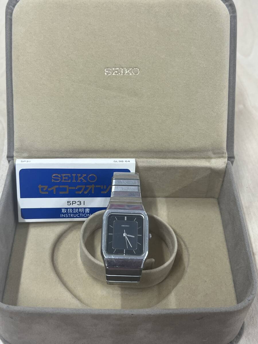 【目立った傷や汚れなし】【s3632】SEIKO セイコー クォーツ スクエア 5P31 文字盤：ブラック 中古現状品 ※電池交換必須※の落札情報詳細 - Yahoo!オークション落札価格検索 ...