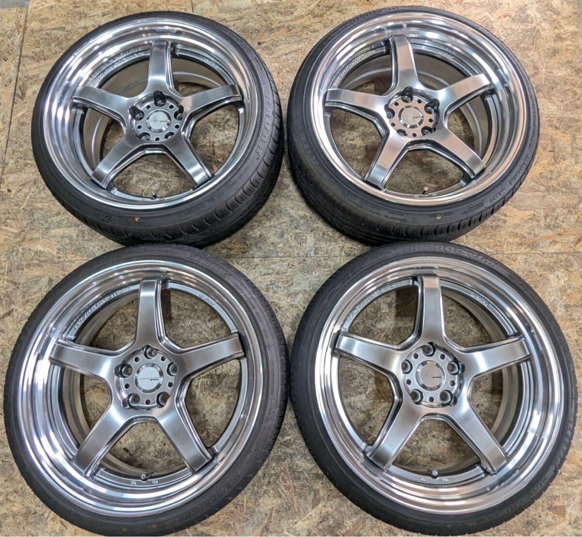 【やや傷や汚れあり】【希少！】WORK エモーション T5R 2P 19インチ 8.5J＋30 9.5J＋35 PCD114.3 5穴 5H ...