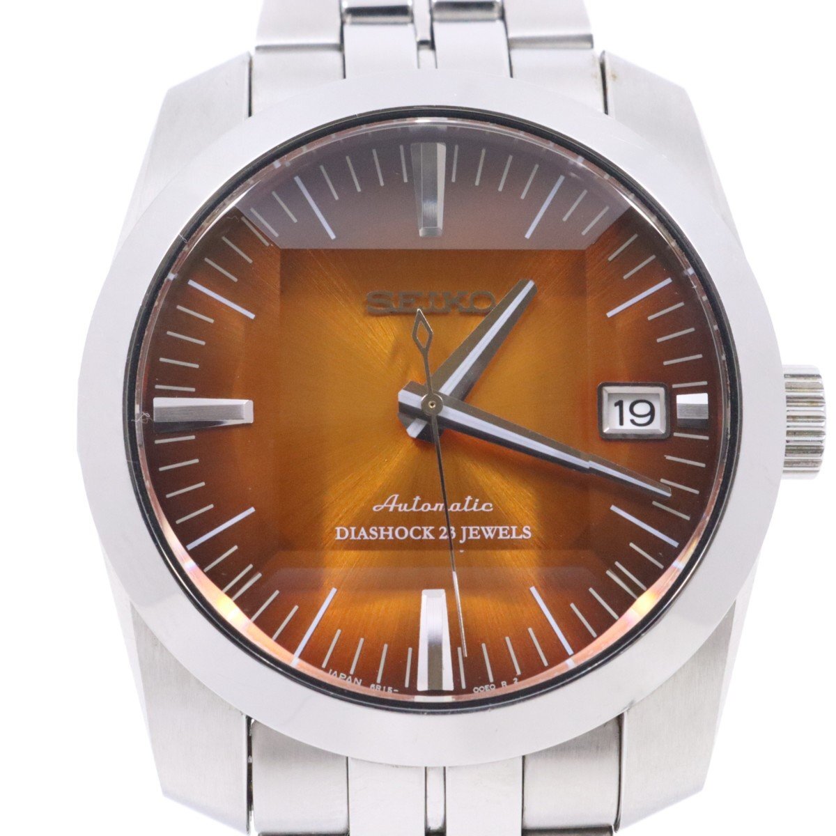 【やや傷や汚れあり】【希少品】SEIKO セイコー メカニカル 自動巻き メンズ 腕時計 5面カットガラス オレンジ文字盤 SARB005 ...