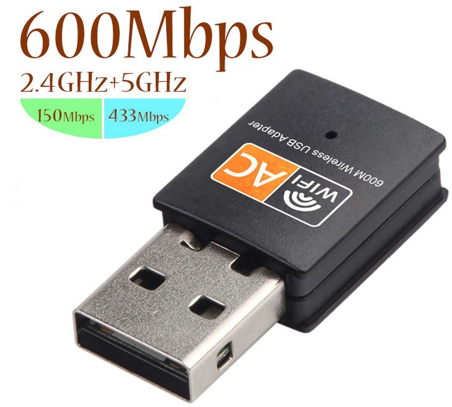 【未使用】IEEE802.11ac/n/g/b WiFi 無線LAN USB 子機 600Mbps 433+150Mbps 2.4GHz 5GHz USB 2.0 ビームフォーミング ドライバ ...