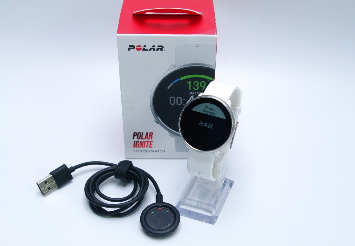 【傷や汚れあり】1* POLAR IGNITE ポラール イグナイト GPS フィットネス 腕時計 フィットネスウォッチ M-L ホワイト ...