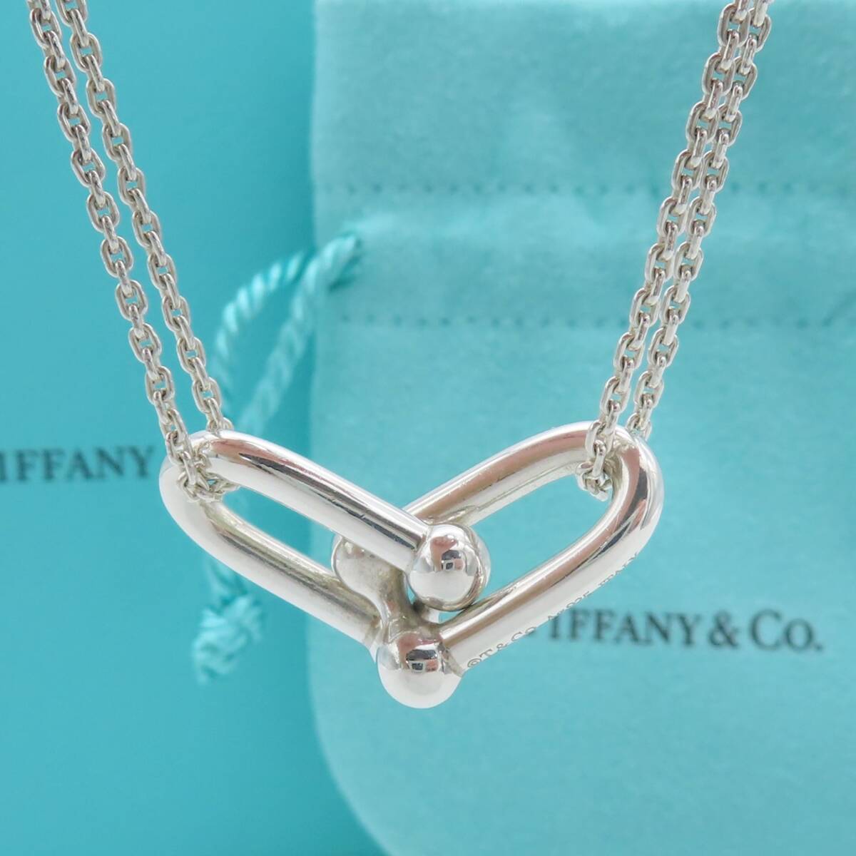 【目立った傷や汚れなし】【送料無料】 希少 美品 Tiffany&Co. ティファニー ハードウェア ラージ ダブル リンク シルバー ネックレス Ag925 SV 現行品 HA679の落札 ...